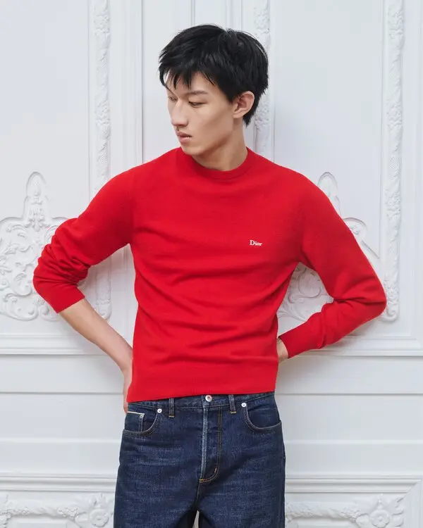 Dior Sweater With Embroidery - Red Cashmere Jersey | Editorialist